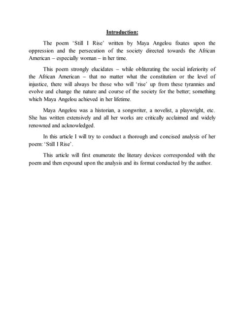 Still I Rise | PDF | Poetry | Books and Literature