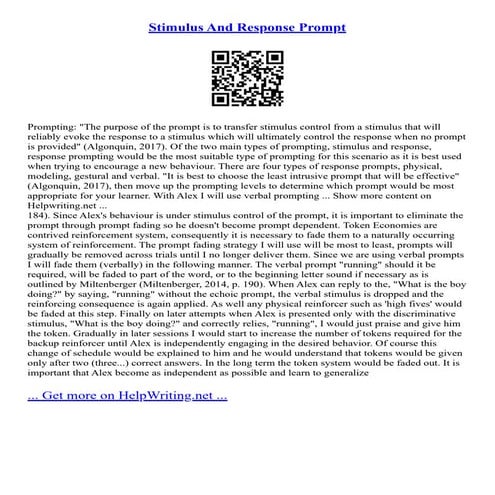 Stimulus And Response Prompt | PDF