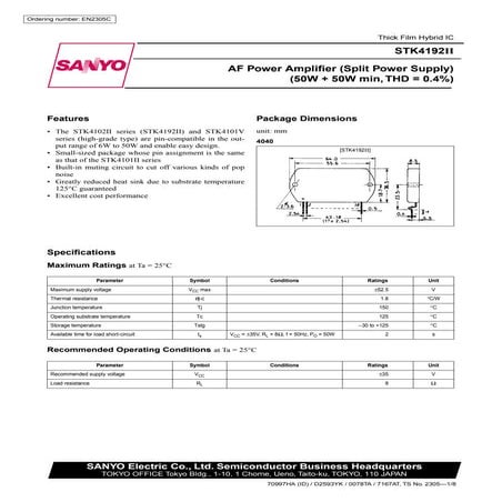 Stk4192 stereo aplifier | PDF
