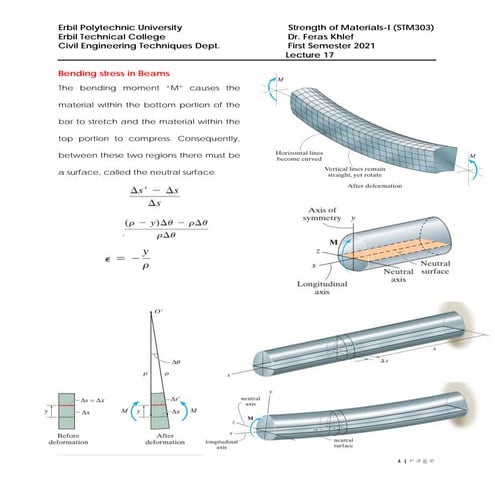 Bending stress in Beams | PDF