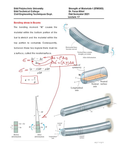 Bending stress in Beams | PDF