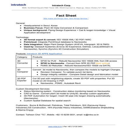 Intratech fact sheet 2015 | PDF