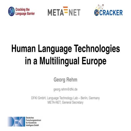 Human Language Technologies in a Multilingual Europe | PPT