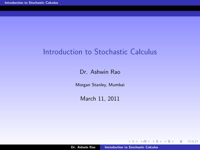 Introduction To Stochastic Calculus Ppt
