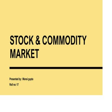 Understanding Stocks and Commodity Market | PDF
