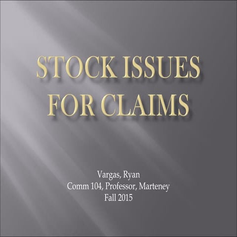 Stock issues for claims | PPT