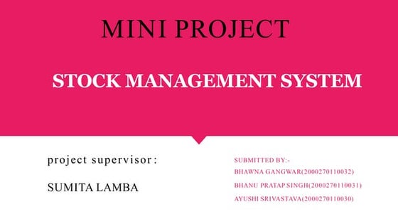 Stationary Store Management System | PPT