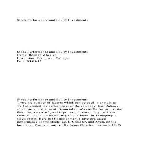 Stock Performance and Equity InvestmentsStock .docx