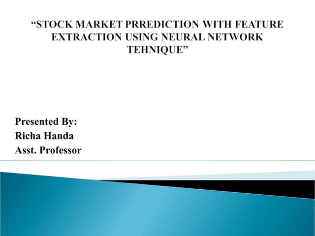 stock price prediction using machine learning | PPTX