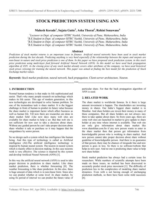 Stock Prediction System Using Ann Pdf