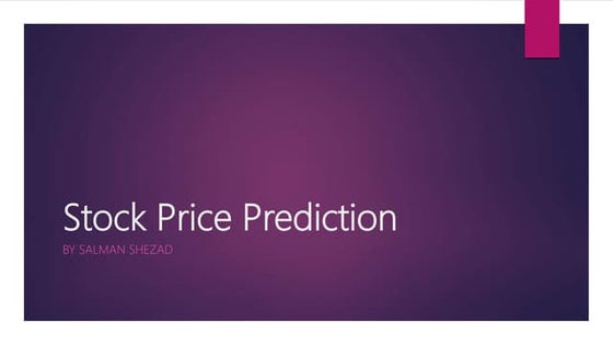 stock price prediction using machine learning | PPT stock price prediction using machine learning | PPT