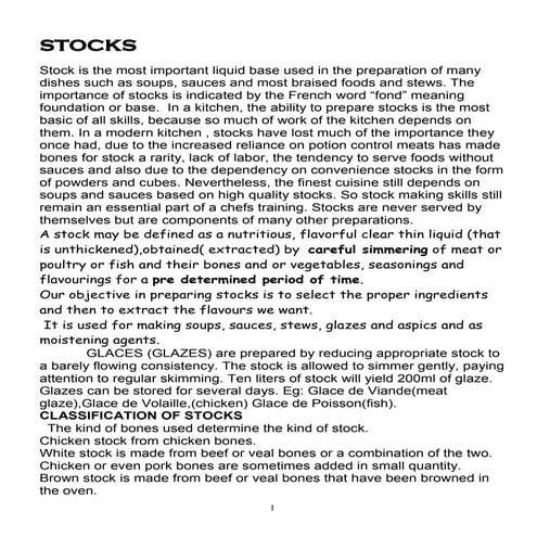Principles of preparing stocks | PPTX