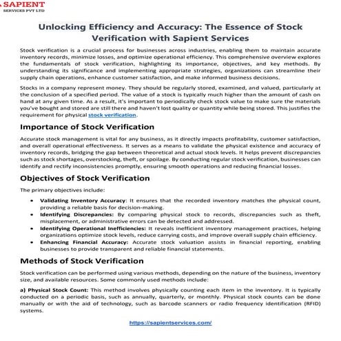 Stock Verification | PDF