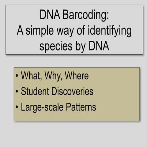 DNA Barcoding: A simple way of identifying species by DNA | PPTX