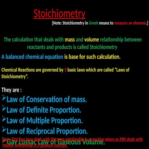 Stoichiometry.pptx Class 12 Chemistry (so students know the level) NEB ...