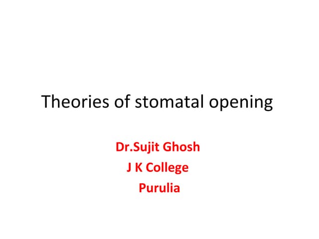 Theories of stomatal movement | PPTX