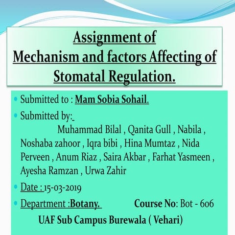 Mechanism and factors affecting on Stomatal regulation | PPTX