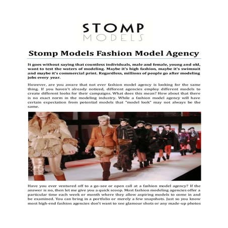 Stomp Models Fashion Model Agency | DOCX