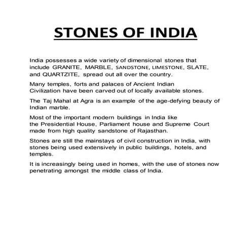 Stones of india | DOCX