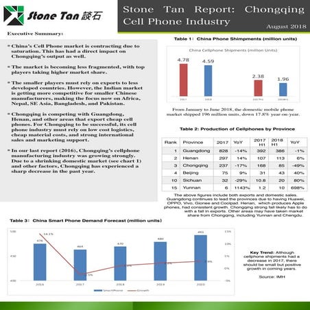 Stone Tan Industry Update: Chongqing Cellphone Manufacturing Industry | PDF