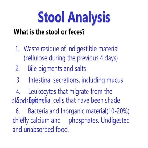 stool anaysis, feces analysis for detection | PPT