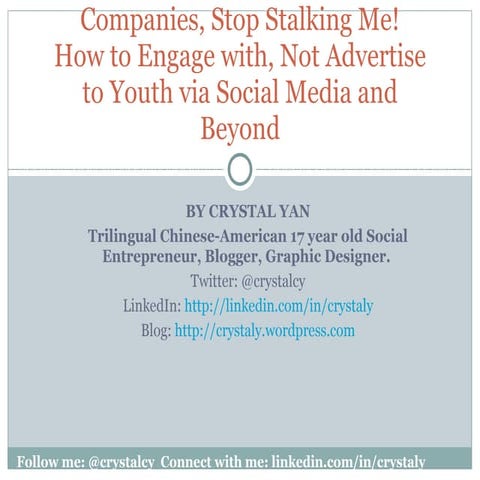 Supernova 2009: Stop Stalking Me: How To Engage Youth | PPT