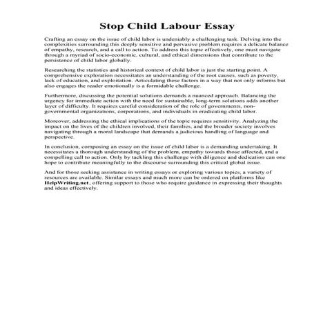 Stop Child Labour Essay.pdf | Legal Services Industry | Industries