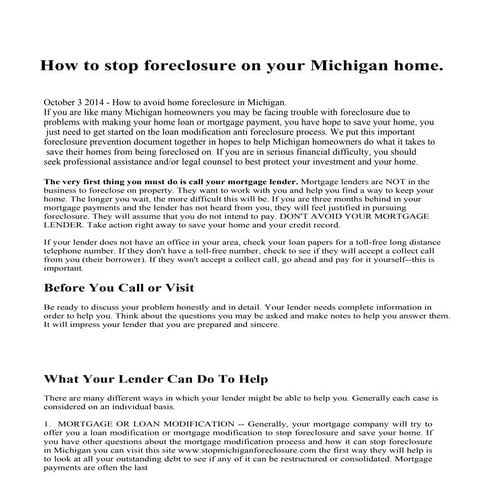 Stop michigan foreclosure www.stopmichiganforeclosurenow.com today | PDF