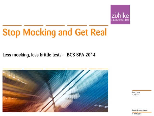 Stop Mocking And Get Real Pdf Programming Languages Computing 3580