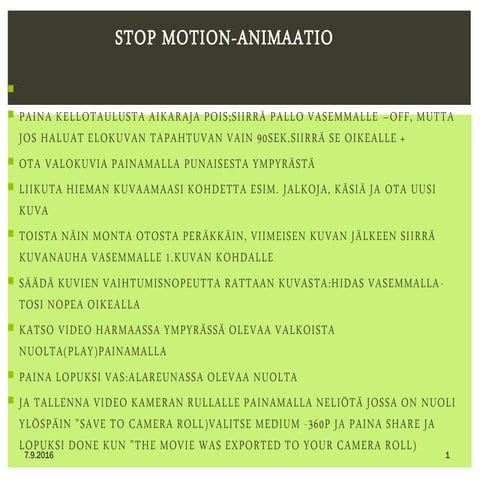 Stop Motion -animaatio | PPTX