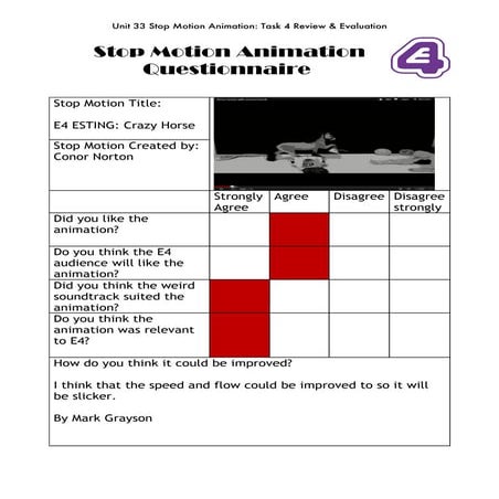 Stop motion animation questionnaire conor norton 1 | DOC