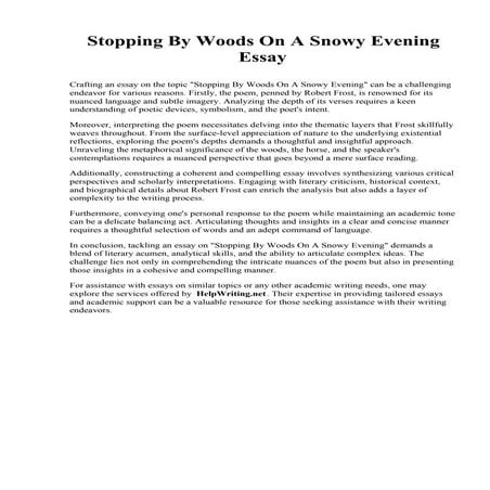 Stopping By Woods On A Snowy Evening Essay.pdf