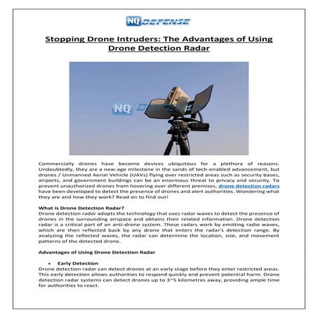 Stopping Drone Intruders The Advantages Of Using Drone Detection Radar Pdf
