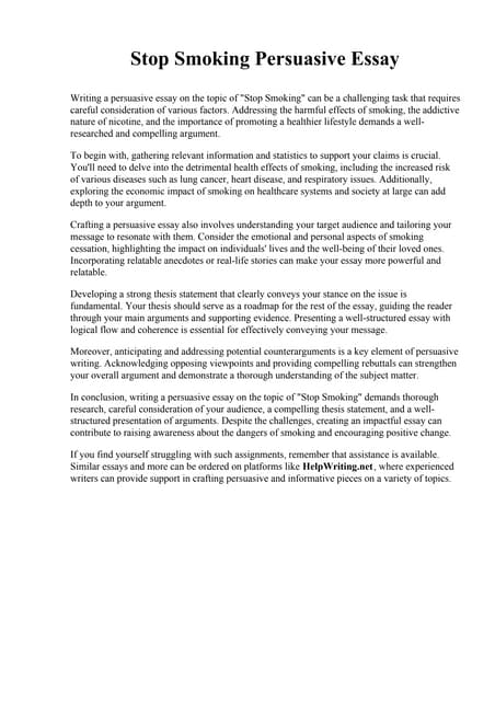 Persuasive Essay On Smoking. SUNY Oswego | PDF