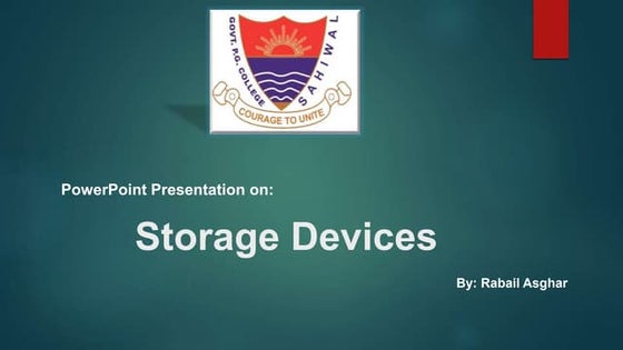 Presentation on storage devices | PPT