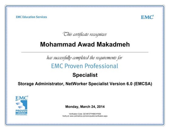 Information Storage Associate Version 3 (EMCISA) certificate | PDF