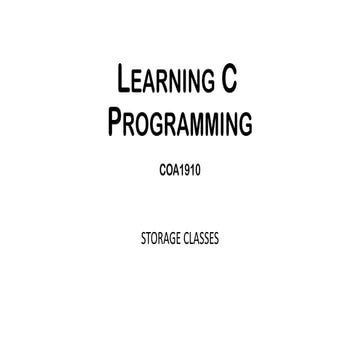 Storage Classes in C programming language | PPTX