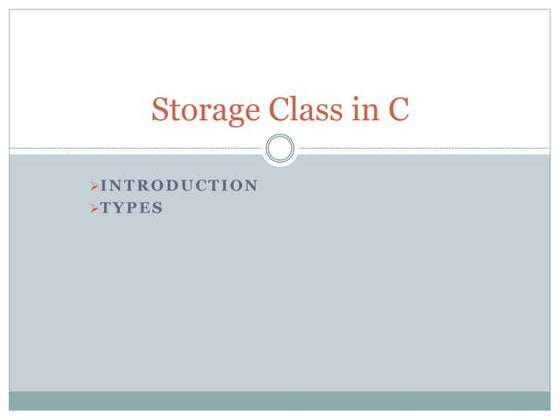 Storage Class In C Language Ppt
