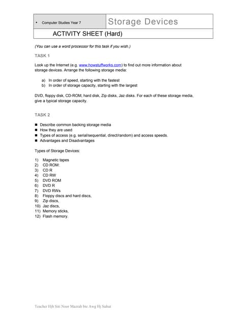 Storage devices | PPT | Data Storage and Warehousing | Computing