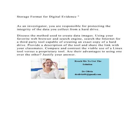 Storage Format for Digital Evidence As an investigator, you .docx
