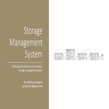 Warehouse Storage Managment System Database Schema | PPTX