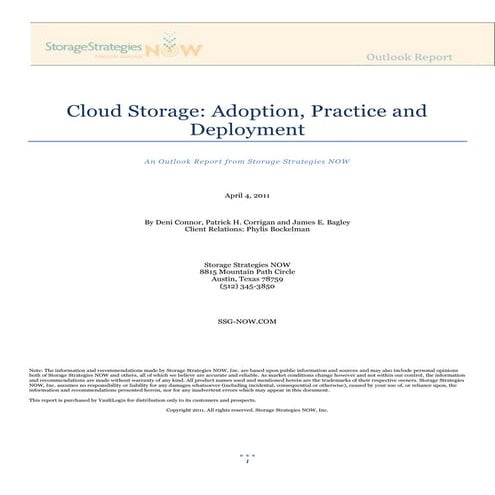 Storage strategiesnow cloud storage report | PDF | Cloud Computing ...