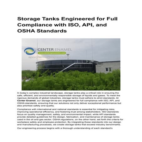 Storage Tanks Engineered for Full Compliance with ISO, API, and OSHA ...