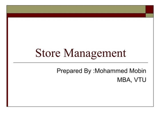 Storekeeping | PPT