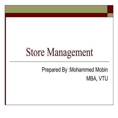 Store management | PPT