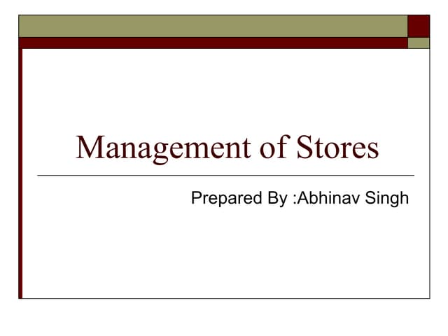 Store management | PPT