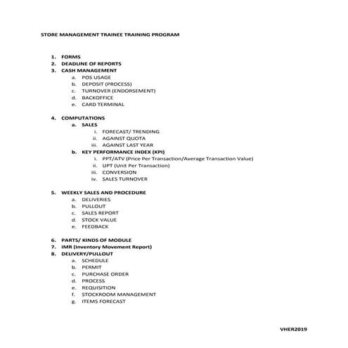 Store management trainee training line up | PDF