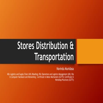 Stores Distribution and Transportation | PPTX
