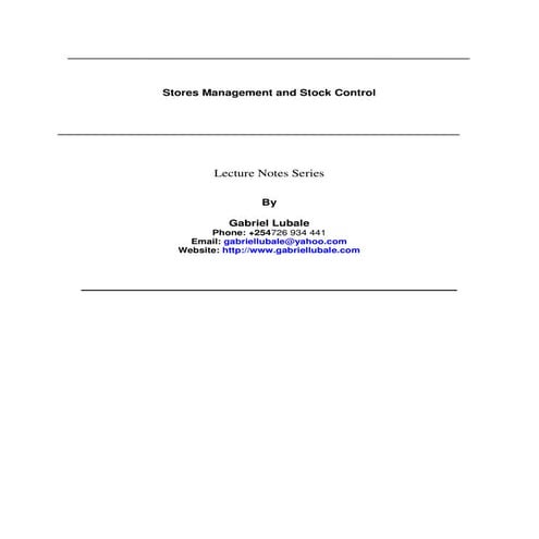 Stores management and stock control | PDF