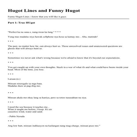 Famous hugot lines in Filipinoooooo.pptx